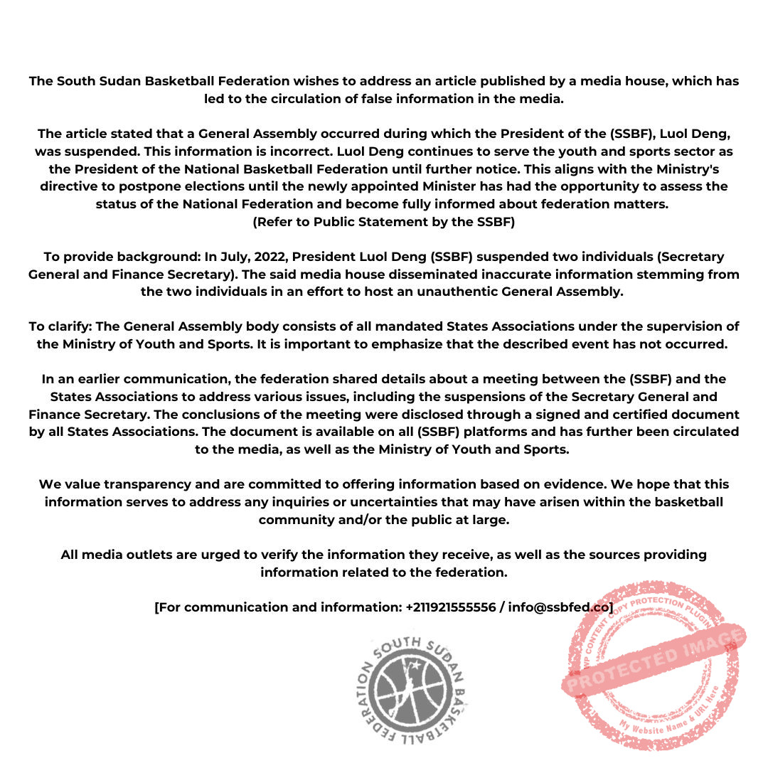 SSBF dismisses Luol suspension statement, cites under probe officials ...