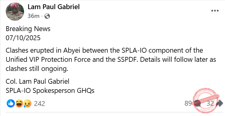 Clashes erupt outside Abyei area between unified forces – Spokespersons